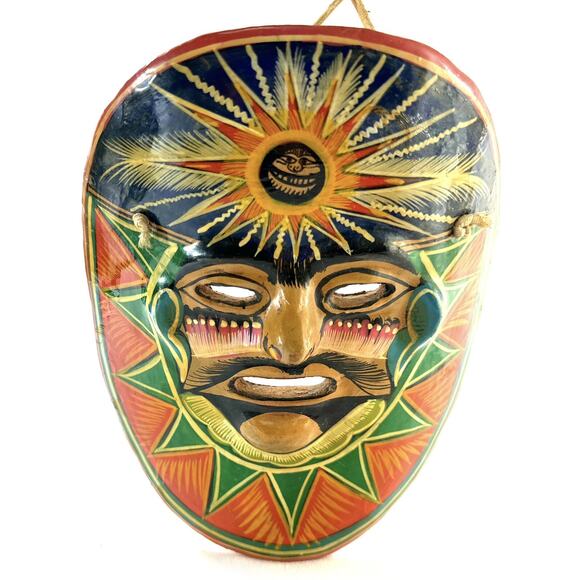 Handmade | Art | Hand Painted And Glazed Colorful Mexican Clay Mask ...